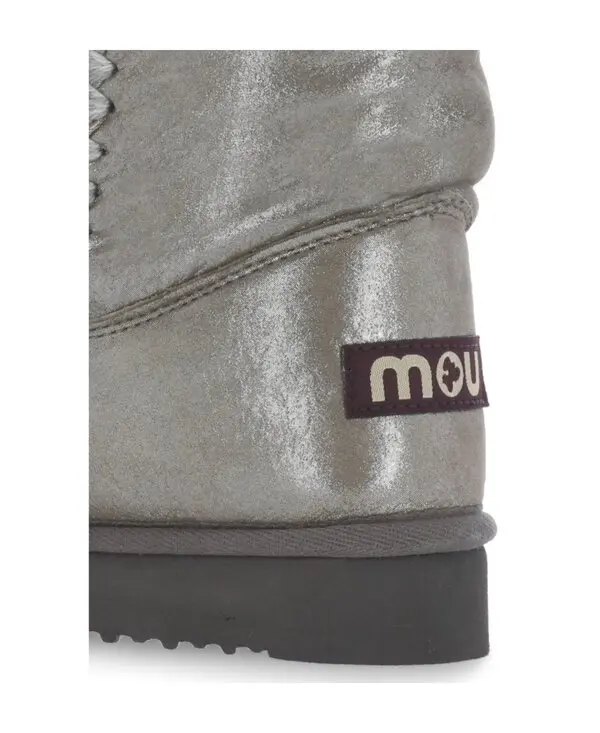 Mou Eskimo 24 Metallic Boots With Whipstitch Trim - Gray