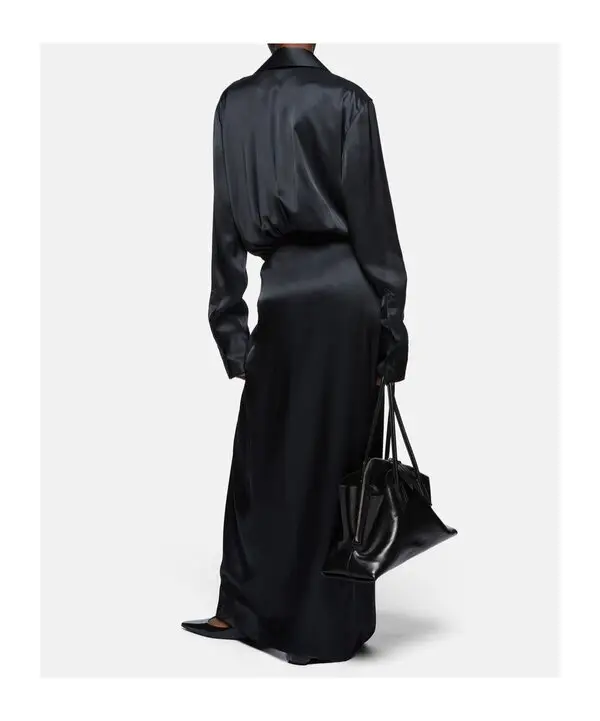 Attico Long Sleeve Shirt Dress With Draped Detail