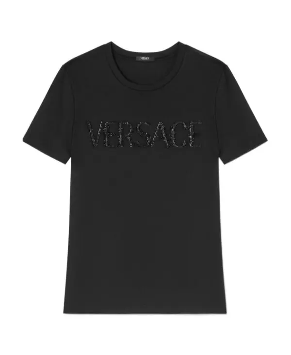 Versace Embellished Logo Crewneck T-shirt