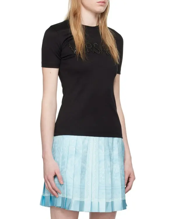 Versace Embellished Logo Crewneck T-shirt
