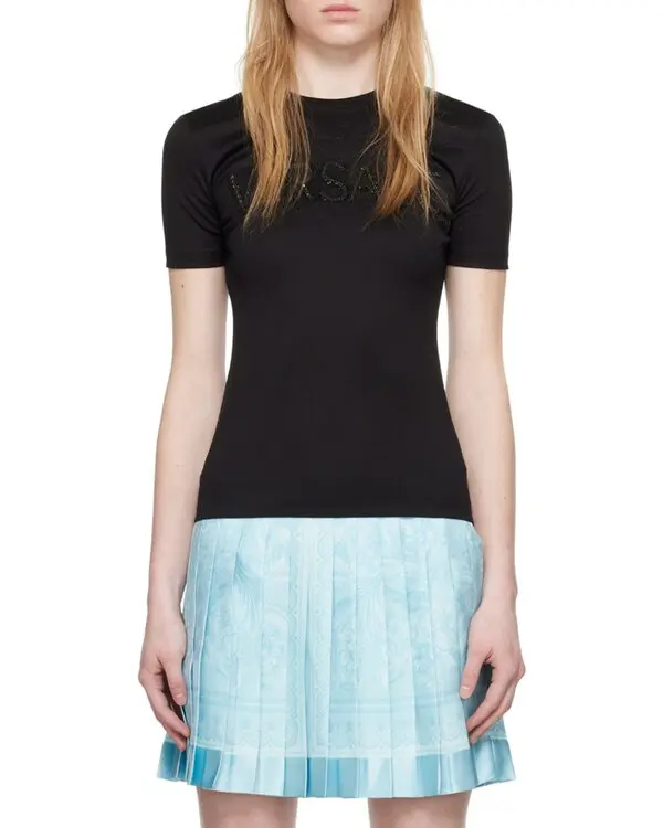 Versace Embellished Logo Crewneck T-shirt