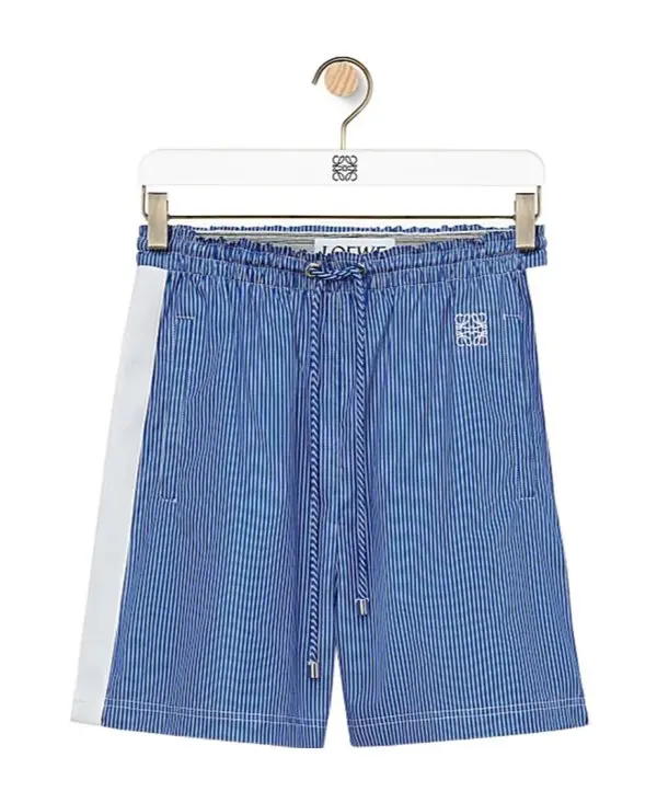 Loewe Striped Cotton Poplin Shorts - Navy Blue
