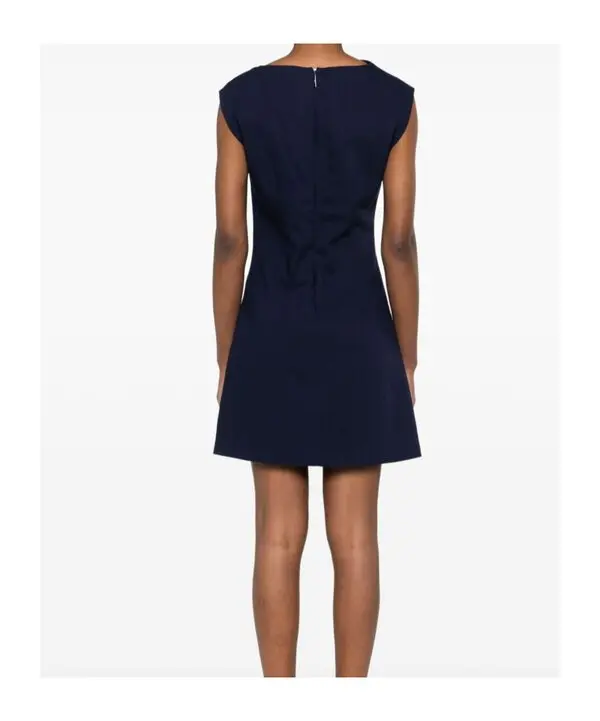 MSGM Asymmetric Neckline Mini Dress - Navy