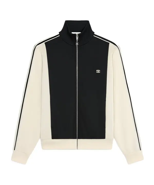 Celine Tracksuit Jacket In Double Face Jersey With Triomphe Tassels - Black/white