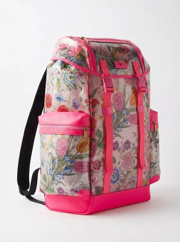 Gucci Printed Casual Backpack - Pink And Multicolour