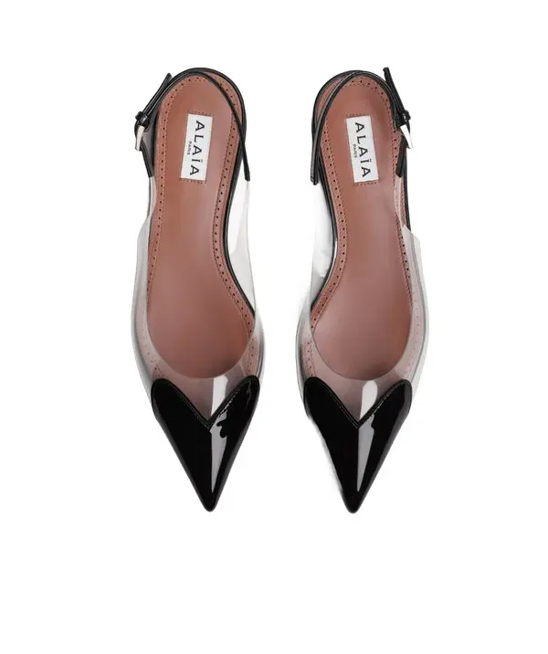 Alaïa Le Coeur Flat Slingback Shoes - Black