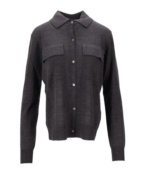 P.a.r.o.s.h Pocket Collared Cardigan - Dark Grey