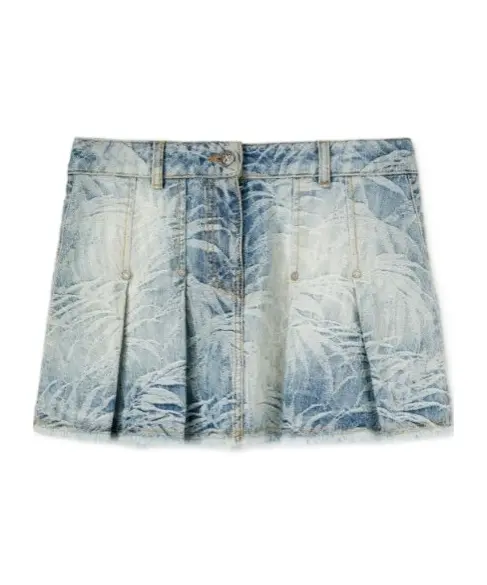 Palm Angels Palms-jacquard Pleated Mini Skirt - Medium Blue-light Blue