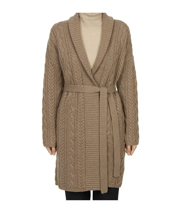 Max Mara Long-sleeved Cardigan With Waist Tie