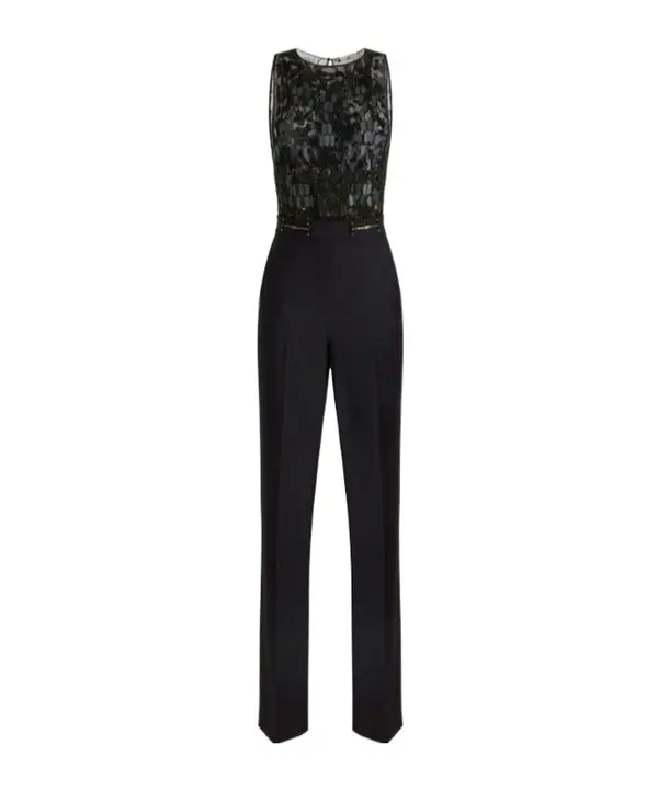 Elisabetta Franchi Sheer Paneled Wide-leg Jumpsuit - Black