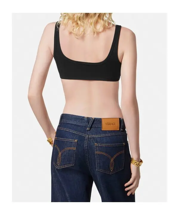 Versace Ribbed Cropped Top - Black