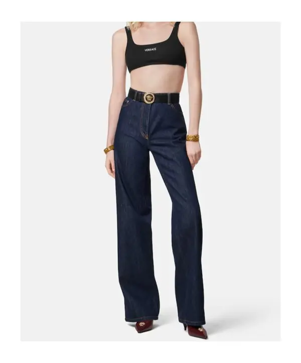 Versace Ribbed Cropped Top - Black