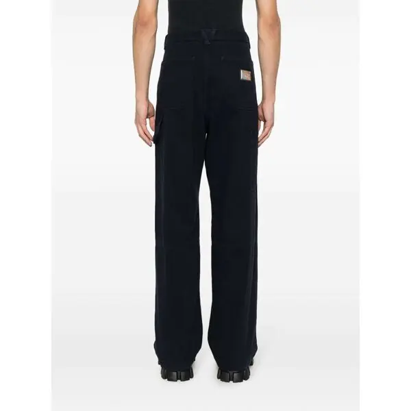 Dolce & Gabbana Logo Plaque Cotton Straight Trousers