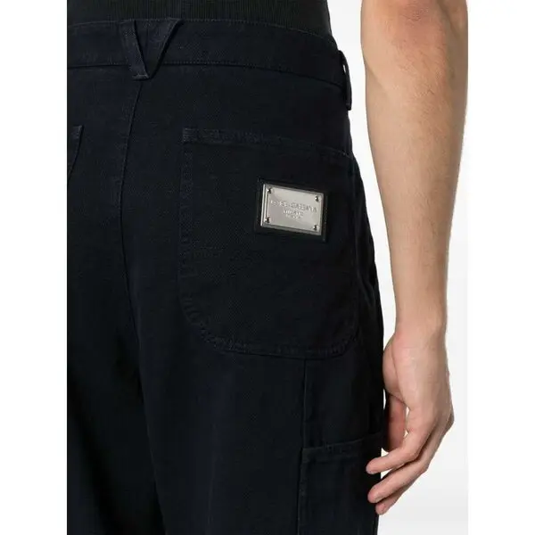 Dolce & Gabbana Logo Plaque Cotton Straight Trousers