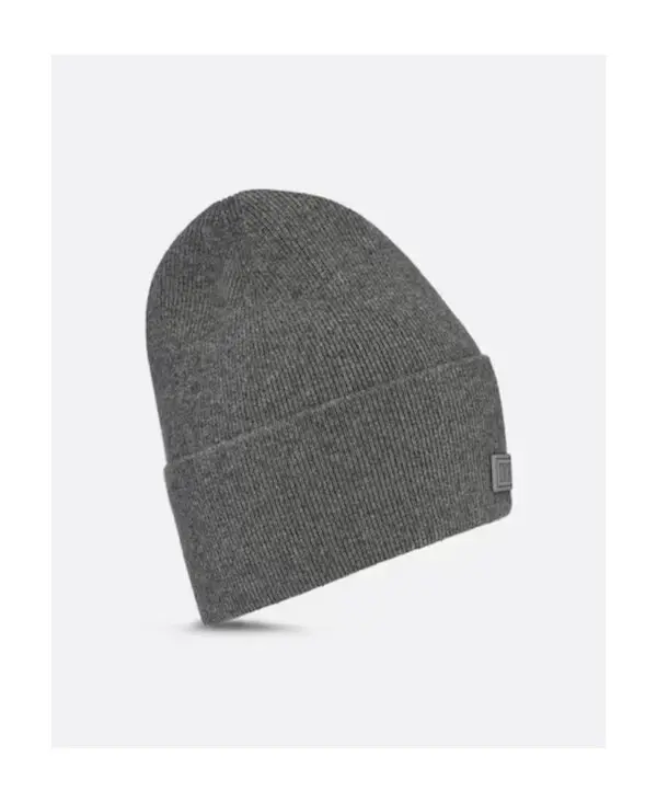 Dior Beanie With Suede Effect Patch - Gray