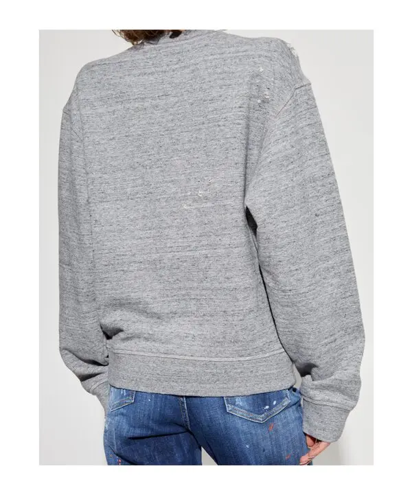 Dsquared2 Slogan Printed Crewneck Distressed Sweatshirt