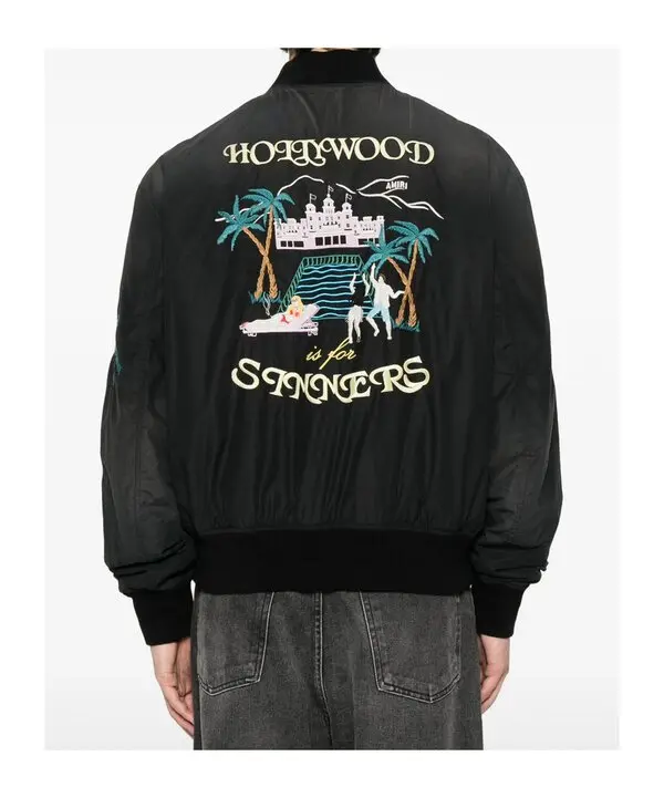 Amiri Zip-up Embellished Bomber Jacket - Black