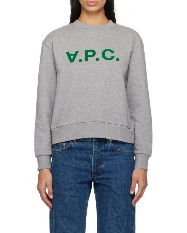A.p.c. Logo Printed Crewneck Sweatshirt - Gray