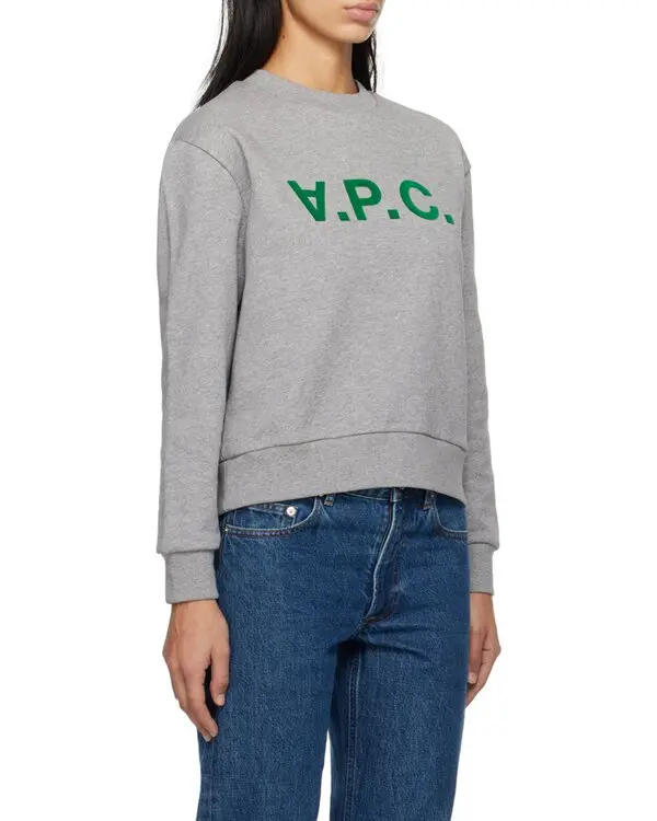A.p.c. Logo Printed Crewneck Sweatshirt - Gray