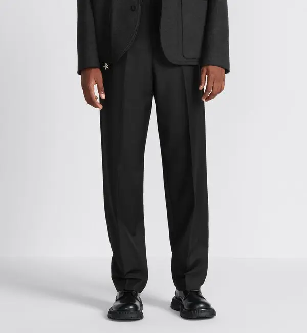Dior Pleated Straight Leg Trousers - Black