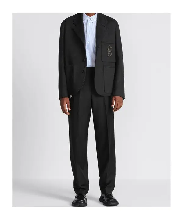 Dior Pleated Straight Leg Trousers - Black