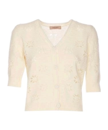 TWINSET Short-sleeved V-neck Knitted Jumper - Nude