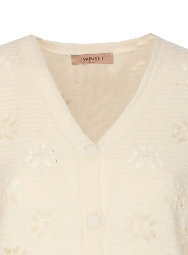 TWINSET Short-sleeved V-neck Knitted Jumper - Nude