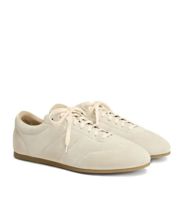 LEMAIRE Quilted Suede Low-top Sneakers - Ivory