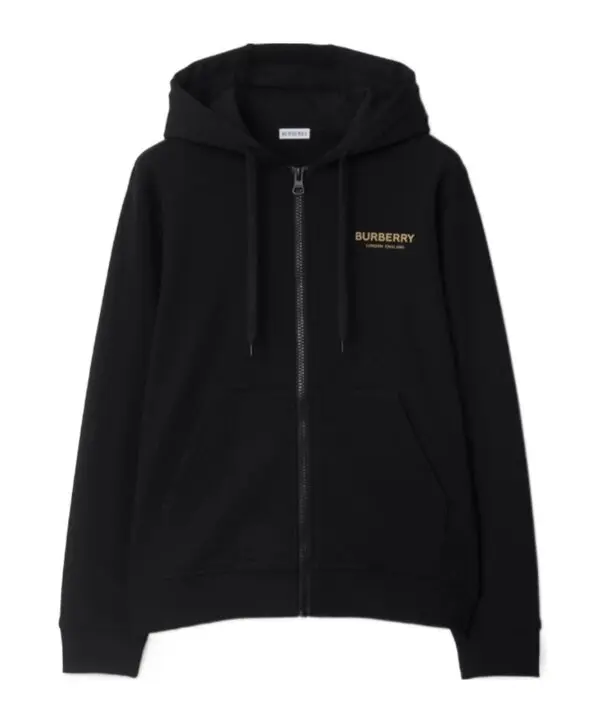 Burberry Cotton Zip Hoodie With Printed Logo