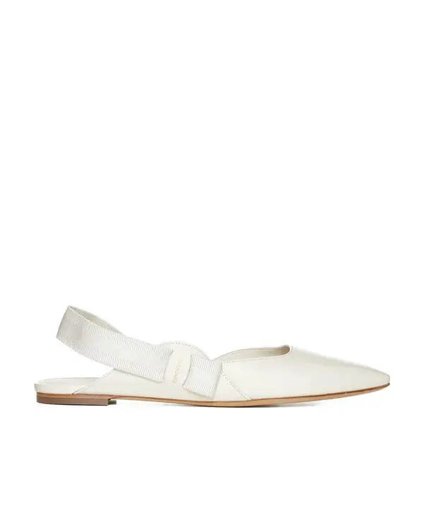 FERRAGAMO Vara Ballet Flats With Exposed Heels - White
