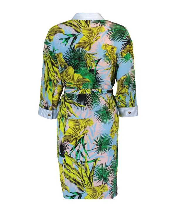 Versace Tropical Print Belted Shirt Dress