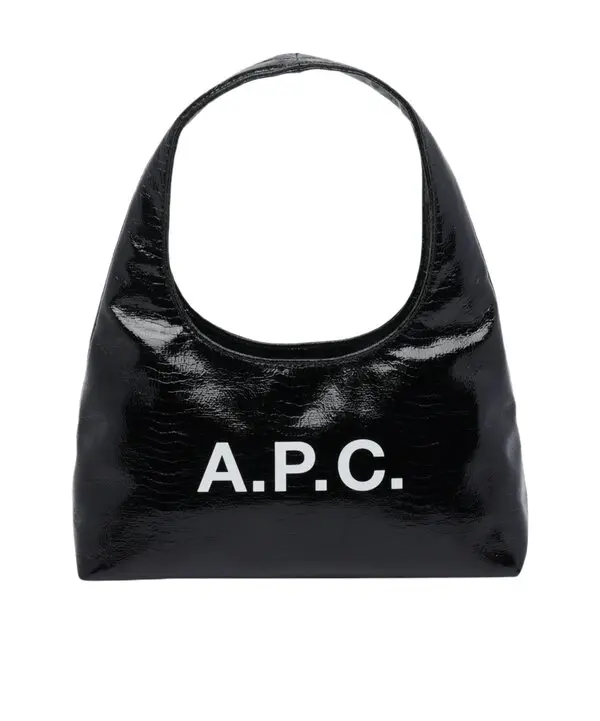 A.p.c. Logo Printed Shoulder Bag - Black