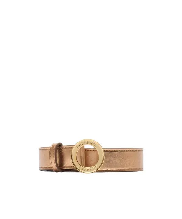 Burberry Logo Graphic Metallic Leather Belt - Trumpet Bronze
