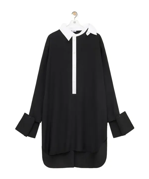 Loewe Anagram Embroidered Shirt Dress - Black