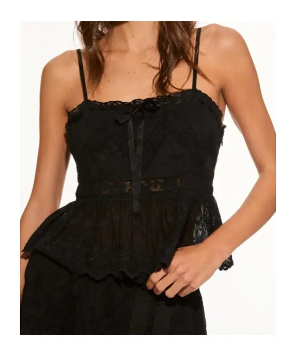 LoveShackFancy Rowina Lace Peplum Top