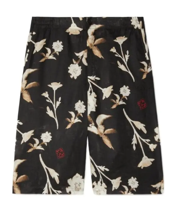 Off-White All-over Floral Printed Relaxed Shorts - Black
