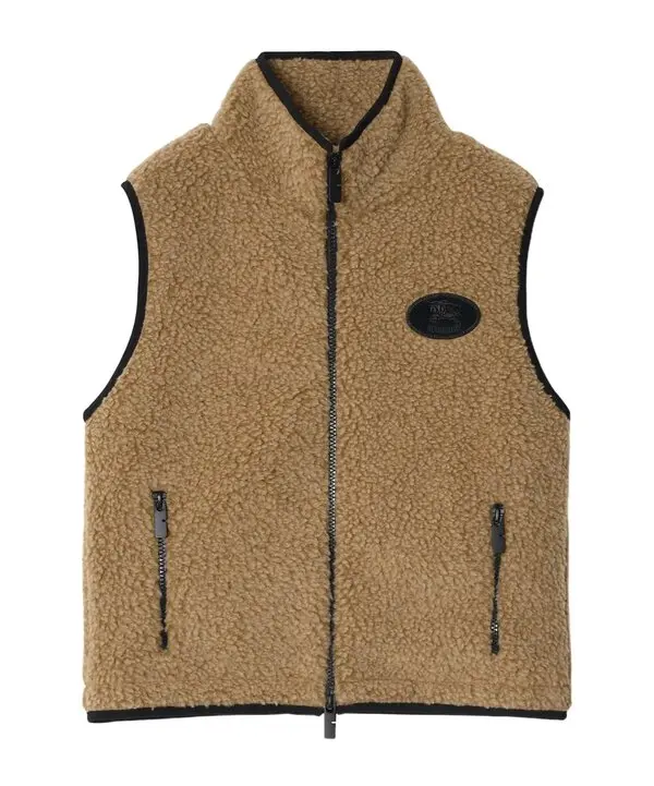Burberry Logo Patch Zipped Teddy Vest - Shrew Melange