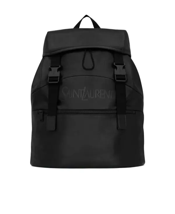 Saint Laurent Buckle Detailed Zip-up Backpack - Black