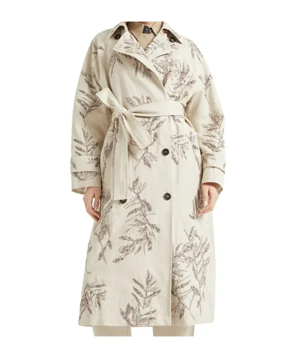 Brunello Cucinelli Herbarium Embroidered Trench Coat