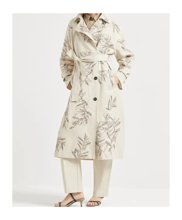 Brunello Cucinelli Herbarium Embroidered Trench Coat