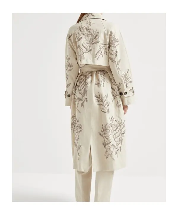 Brunello Cucinelli Herbarium Embroidered Trench Coat