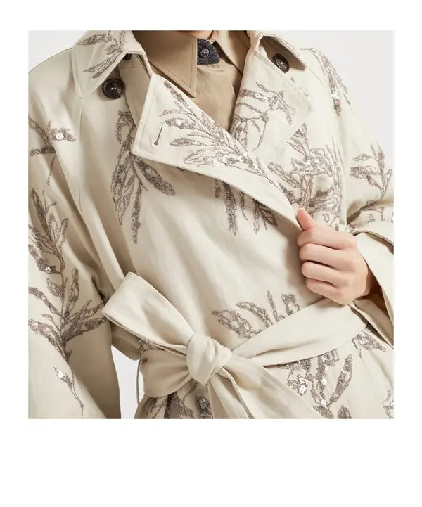 Brunello Cucinelli Herbarium Embroidered Trench Coat