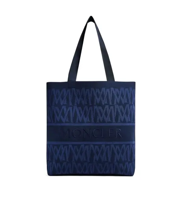 Moncler Logo Embroidered Knit Tote Bag - Black