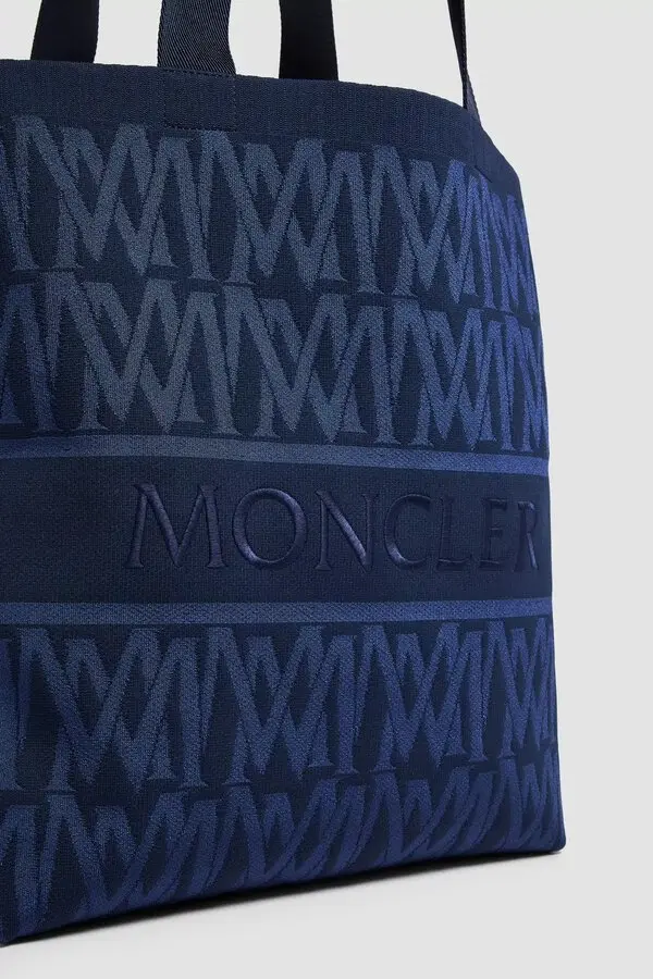 Moncler Logo Knit Tote Bag - Black