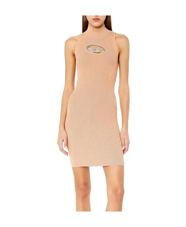 DIESEL® Sleeveless Logo Plaque Dress - Nude