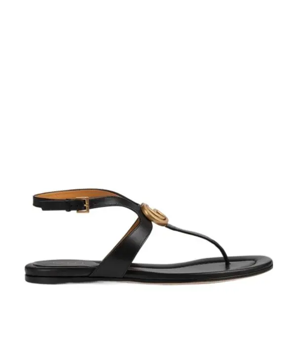 Gucci Double G Leather Thong Sandals