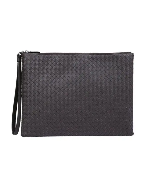 Bottega Veneta Woven Leather Wristlet Clutch - Black