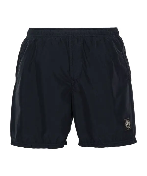 Stone Island Logo Patch Swim Shorts - Blue