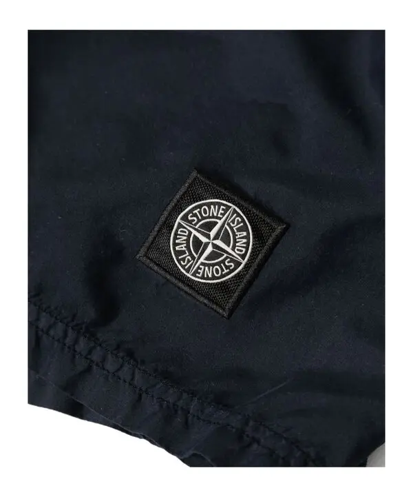 Stone Island Logo Patch Swim Shorts - Blue