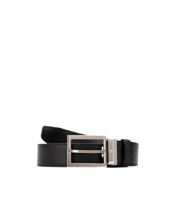 Montblanc Leather Perforated Logo Belt - Black